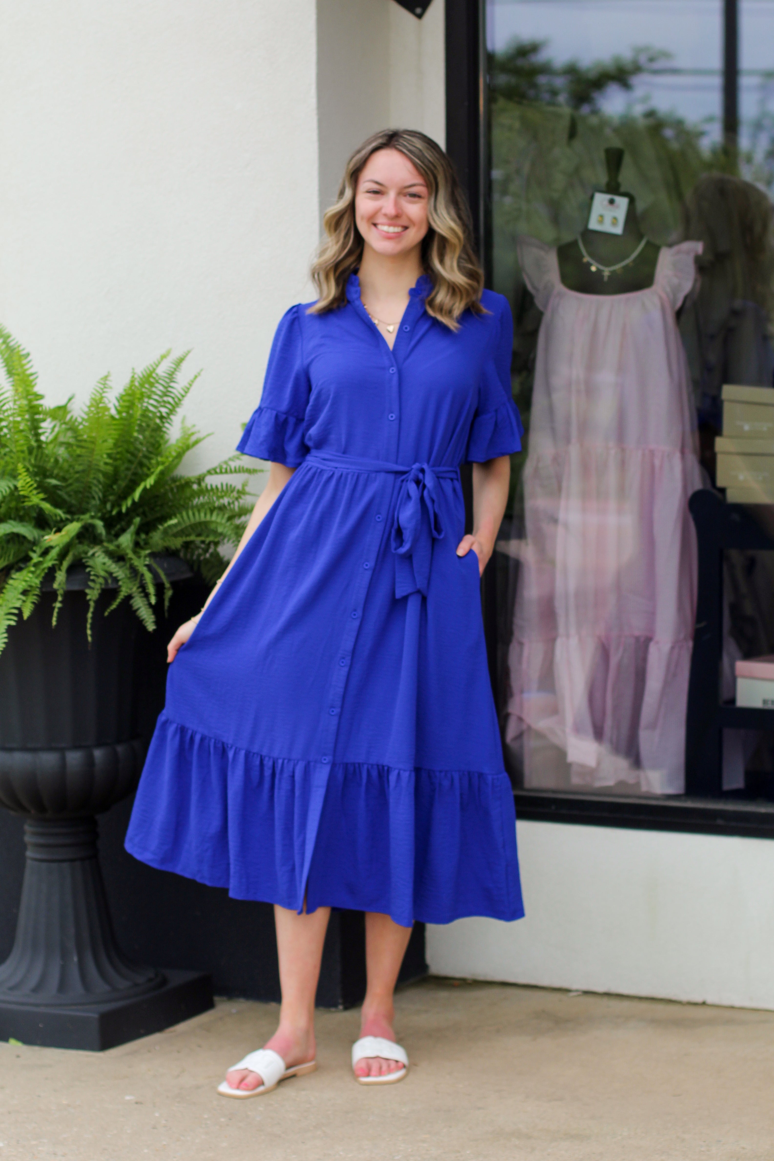 Modest Button Down Midi Dress – Cara's Boutique
